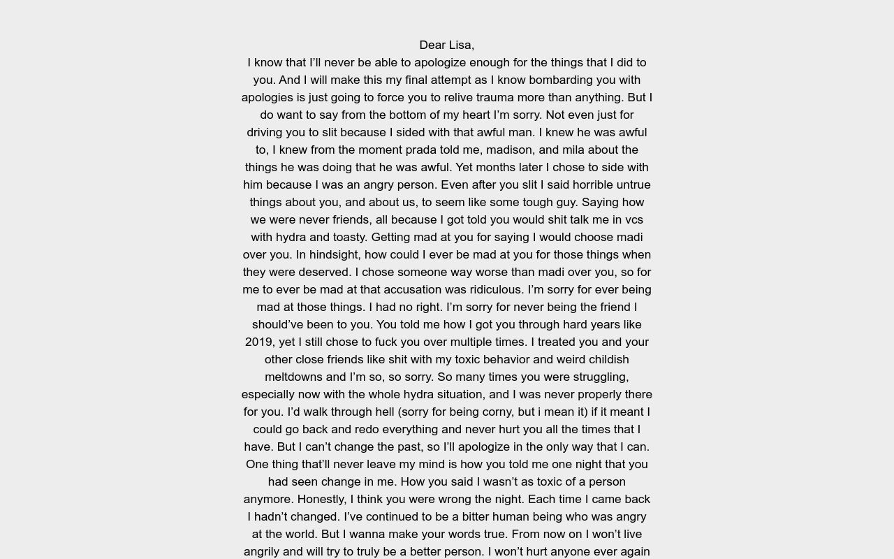 Dear Lisa